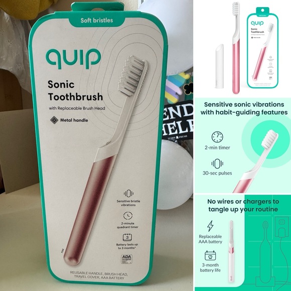 Bath & Body | Quip Sonic Toothbrush With Metal Handle Pink | Poshmark